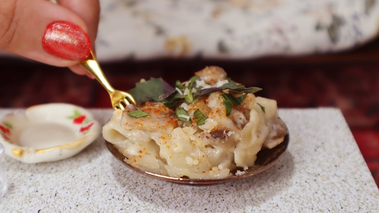 Mini Chicken Fettuccine Alfredo Recipe | Making Miniature Pasta | ASMR ...
