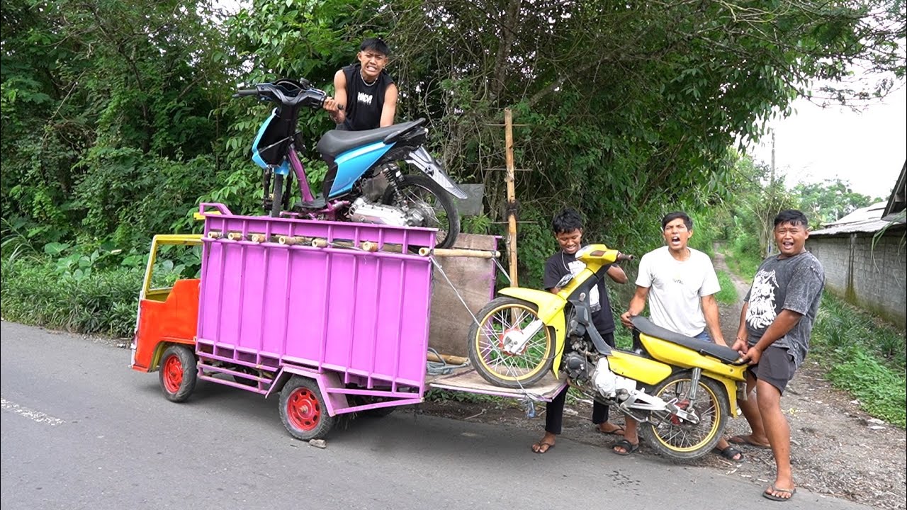 MUATAN MOTOR DUA MOTOR DRAG PAKE TRUK UNGU!! - YouTube