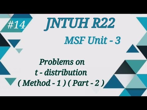 Problems on t-distribution Method-1 (Part-2) | MSF Unit - 3 | #jntuh R22 |@learnwithanu31 - YouTube