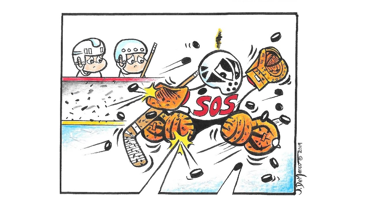 Hockey Goalie In Net Cartoon