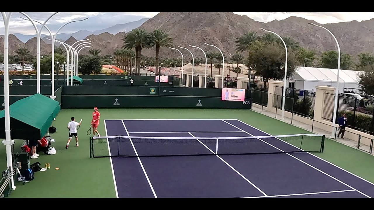 Stefanos Tsitsipas Practice with His New Racket | BNP Paribas Open 2025 ...