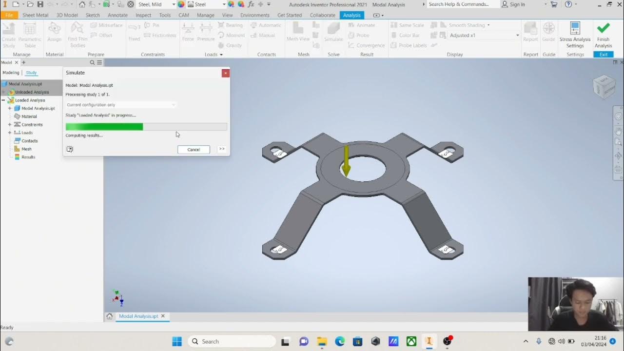 Perform a Modal Analysis (Autodesk Inventor) - JAYA KURNIAWAN - - YouTube