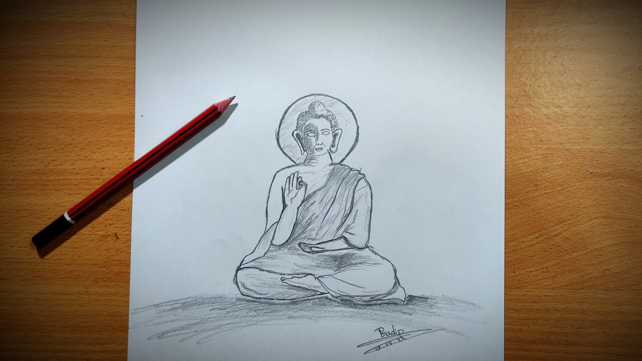 How to draw lord Buddha || Buddha dev ki drawing kaise banaye || step by step tutorial - YouTube