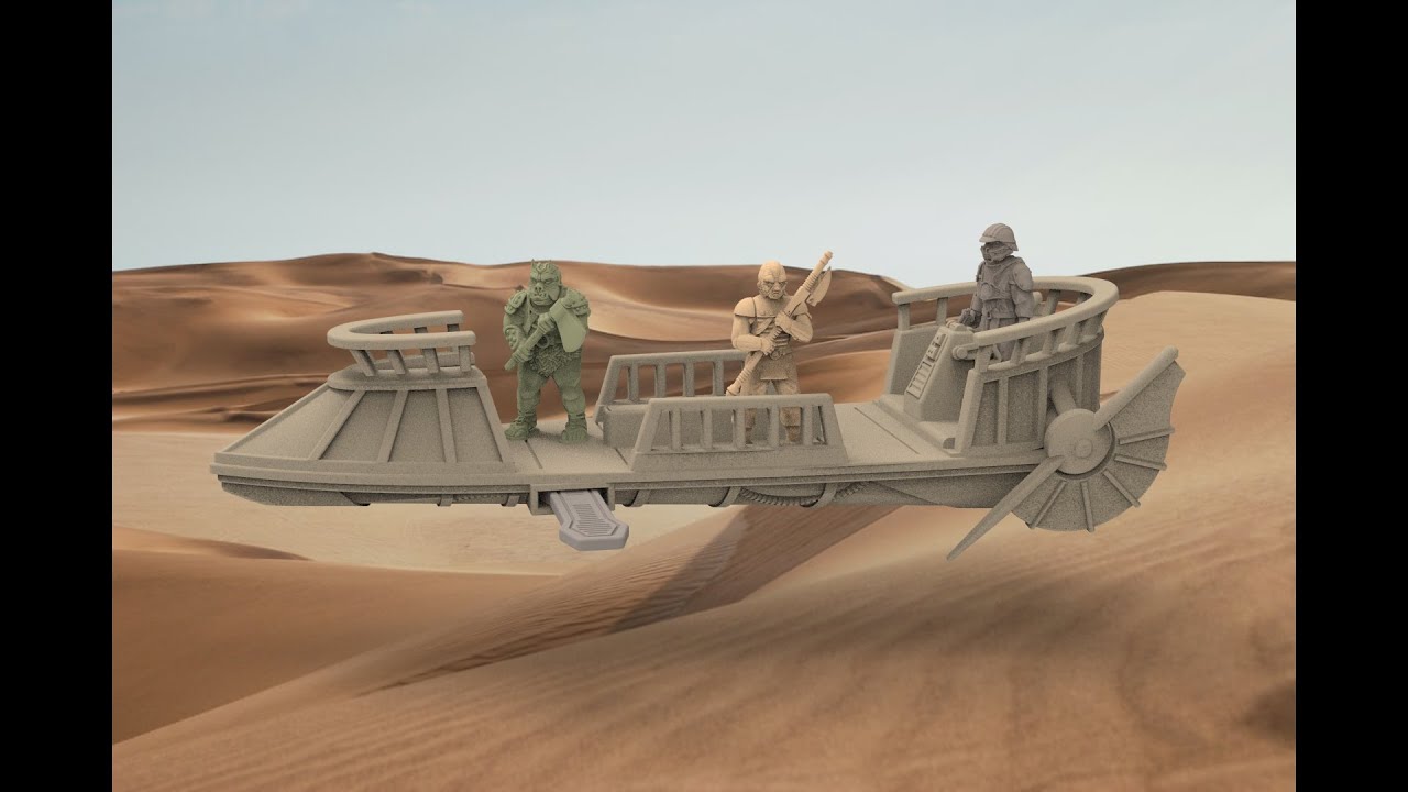 Star Wars Jabba the Hutt Skiff 3D Render STL - YouTube