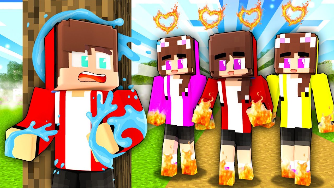 MAIZEN : JJ Water Vs Fire Girls - LOVE CURSE?! Minecraft Animation JJ ...