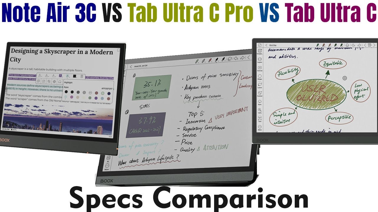 Boox Tab Ultra C Pro VS Note Air 3C VS Tab Ultra C - Specs Comparison ...