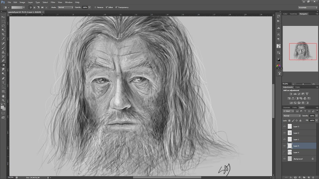 Drawing Gandalf , digital sketch video, The Lord of the Rings - YouTube