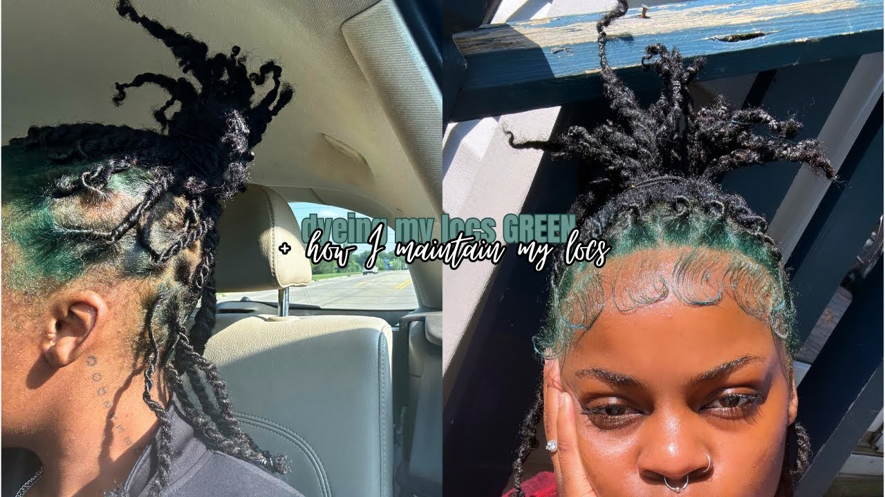 DYEING MY HAIR GREEN, BLUE, AND BLACK How I maintain my locs/Tips for ...