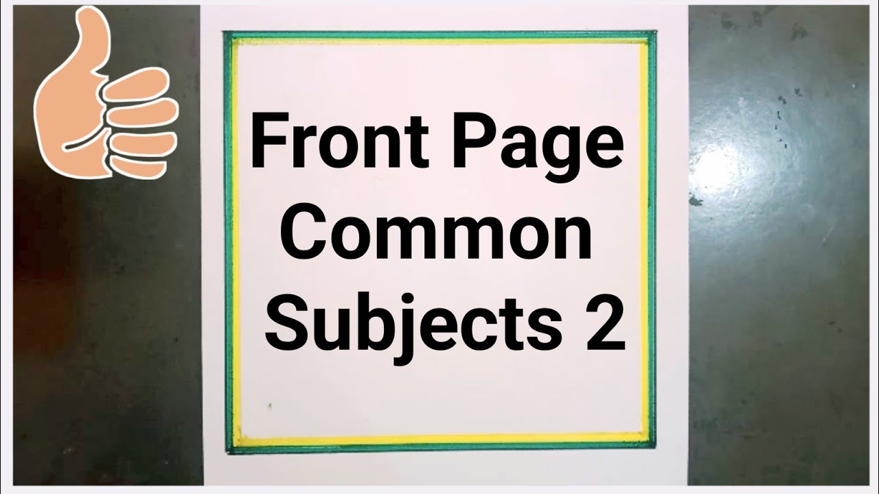 Front page for All subjects/ front page for common subjects/ front page ...
