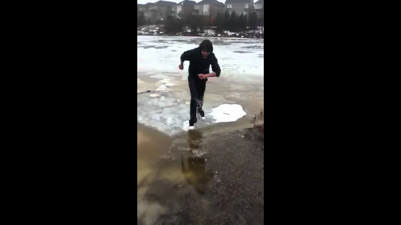 kid falls through ice. EPIC FAIL!! - YouTube