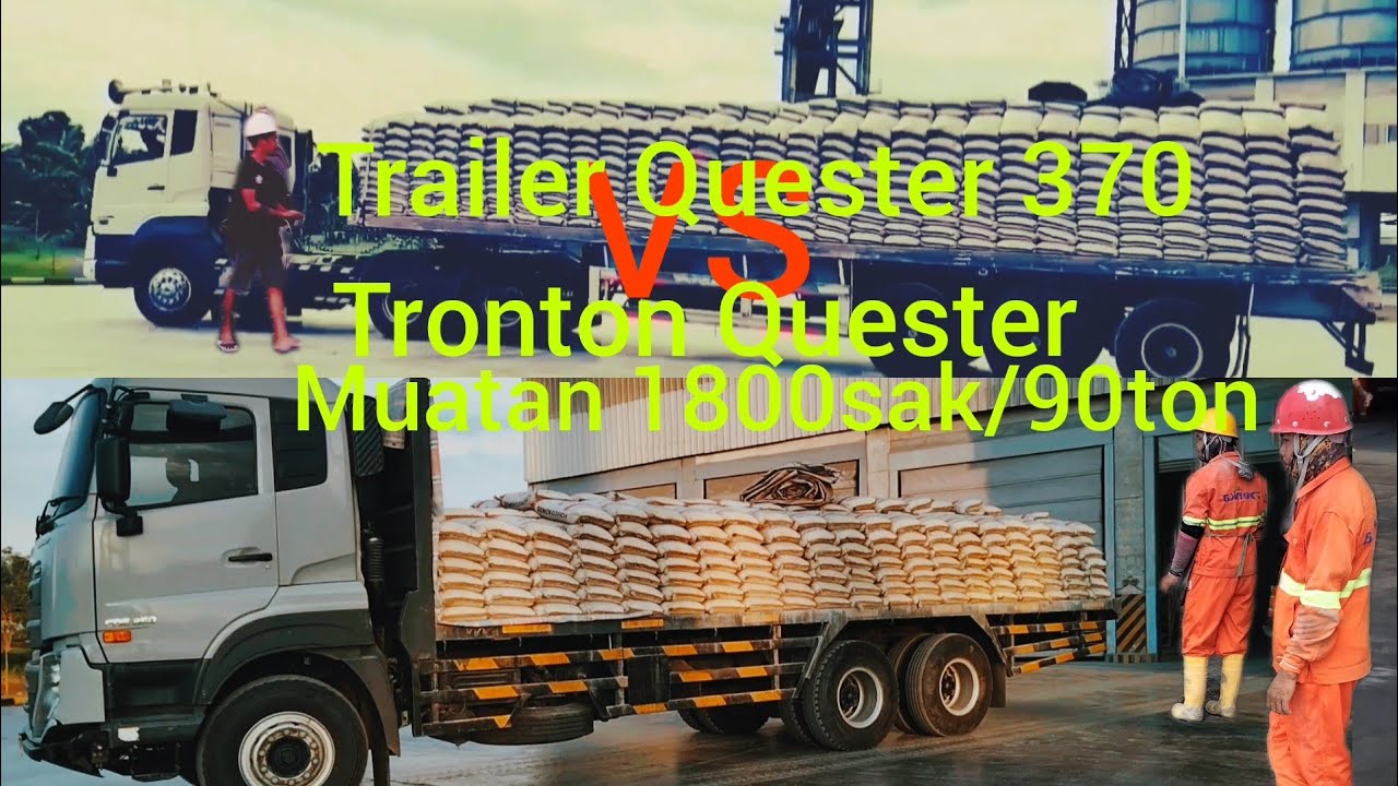trailer Quester 370 VS tronton Quester muatan muatan 1800sak/90ton ...
