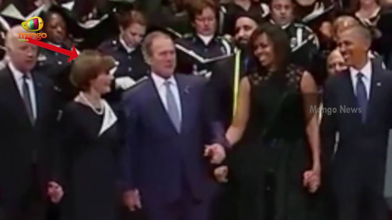 George W Bush Dances During Dallas Memorial Service | Mango News - YouTube