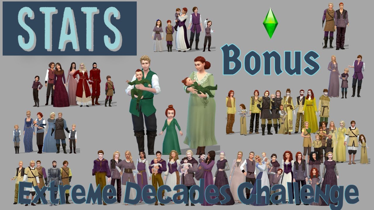 The Sims 4 | Ultimate Decades Challenge | BONUS | 100 years of stats ...