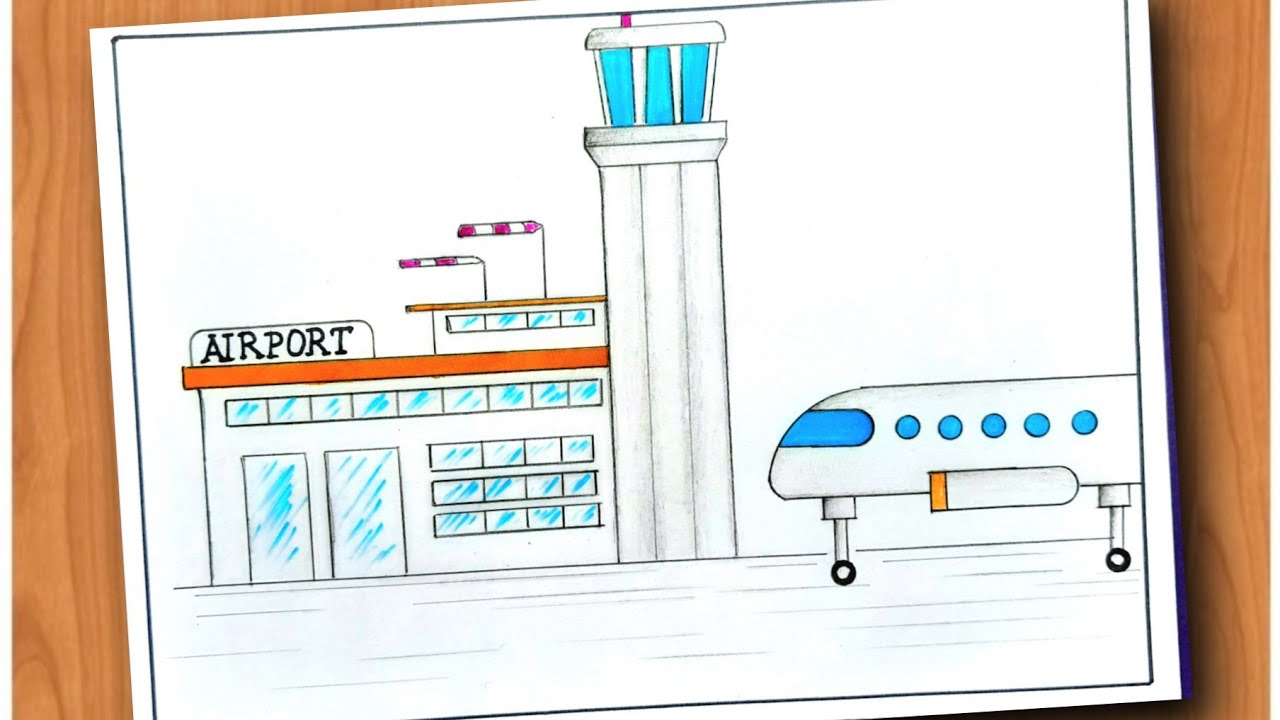 How to Draw Airport ️ || Airport Drawing Easy Step by Step - YouTube