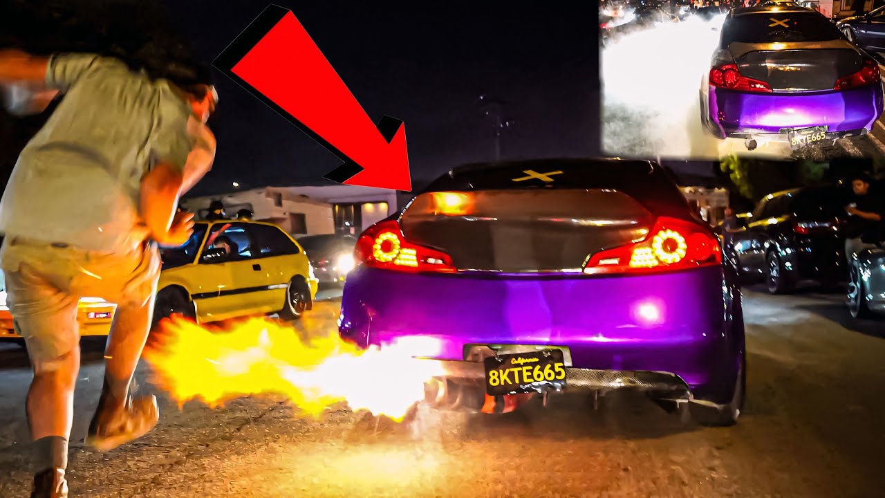CAR CATCHES ON FIRE AT DDE CAR MEET!! - YouTube