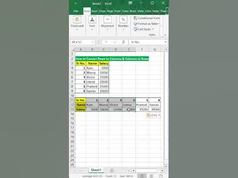 How to Transpose Data in Excel | Convert Rows to Columns In Excel #shorts #short #excel - YouTube