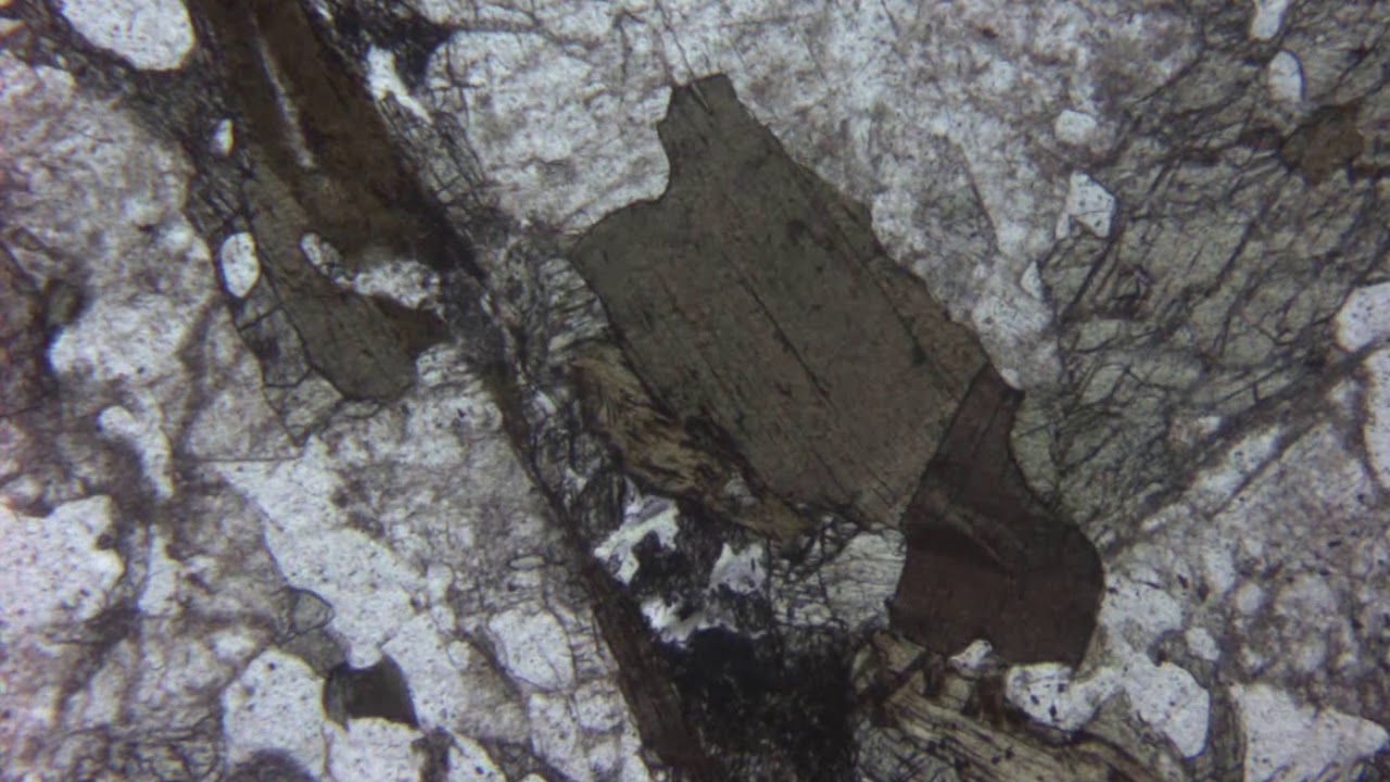 Mica noir (biotite) au microscope polarisant (LPNA) - YouTube