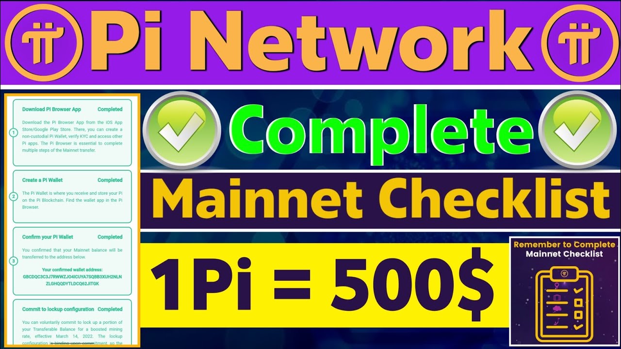 Pi Network Complete Mainnet Checklist | 1Pi = 500$ | Pi Network Mainnet ...