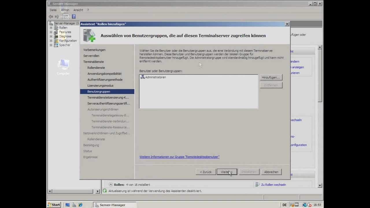 Win Terminalserver 2008 | Benutzer und Gruppen, Remoteapps installieren ...