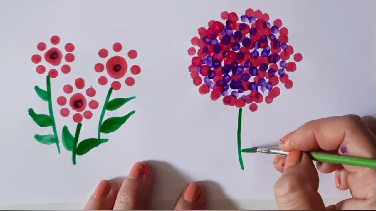 Cotton swab painting technique / flower painting with cotton buds / art ...