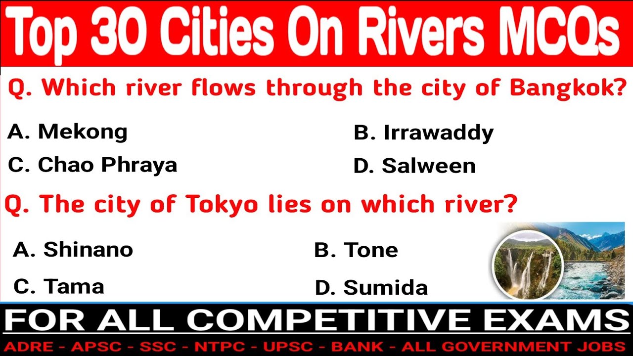 Top 30 Cities On Rivers MCQs | River bank cities | Geography | World ...