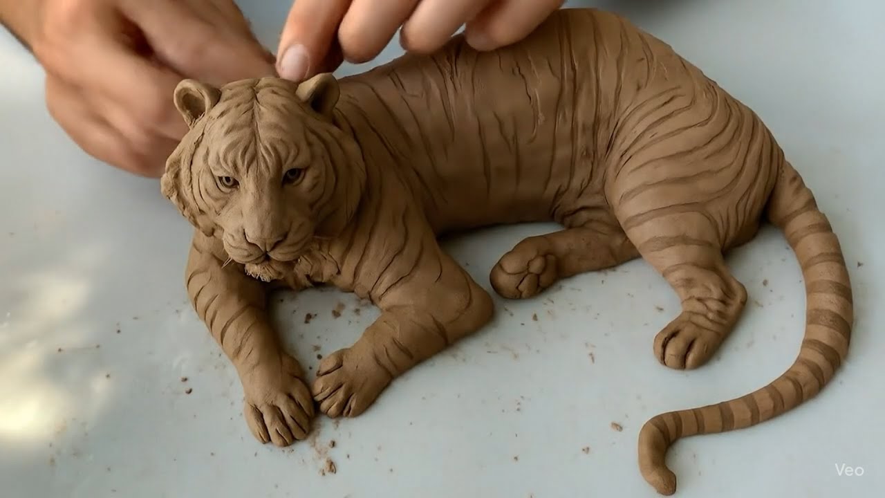 Sculpting challenge day 10: Sculpting a super-detailed tiger - YouTube