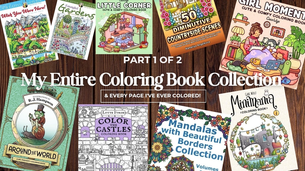 My Entire Coloring Book Collection Part One - Single Sided Books - YouTube