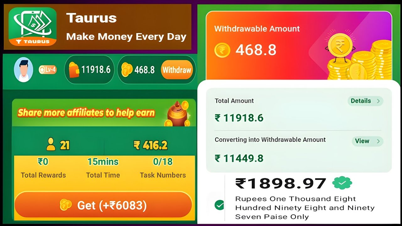 Daily earning 2000, instant withdrawal, taurus app se paise kamaye # ...