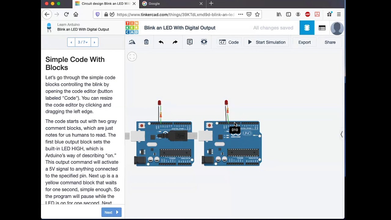 Basic Electronics - 103 - Blinking an LED in Tinkercad - YouTube