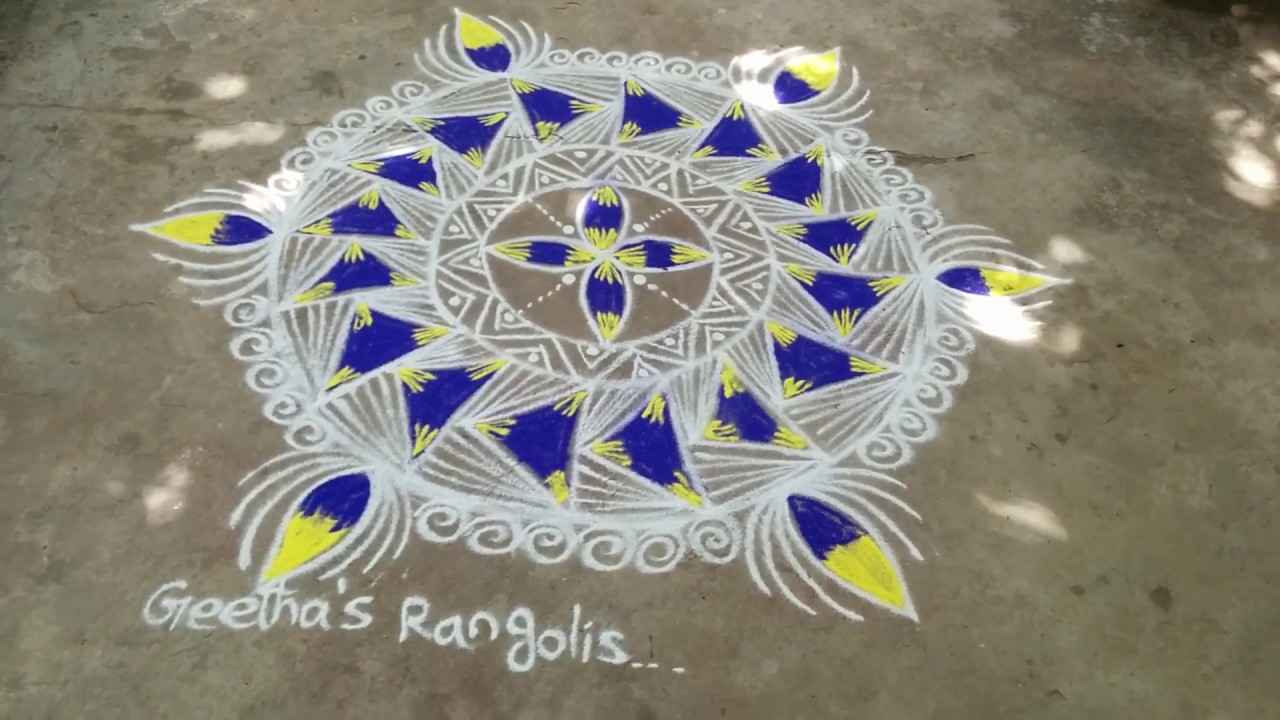 Creative Rangoli without dots/simple Rangoli/daily rangoli designs ...