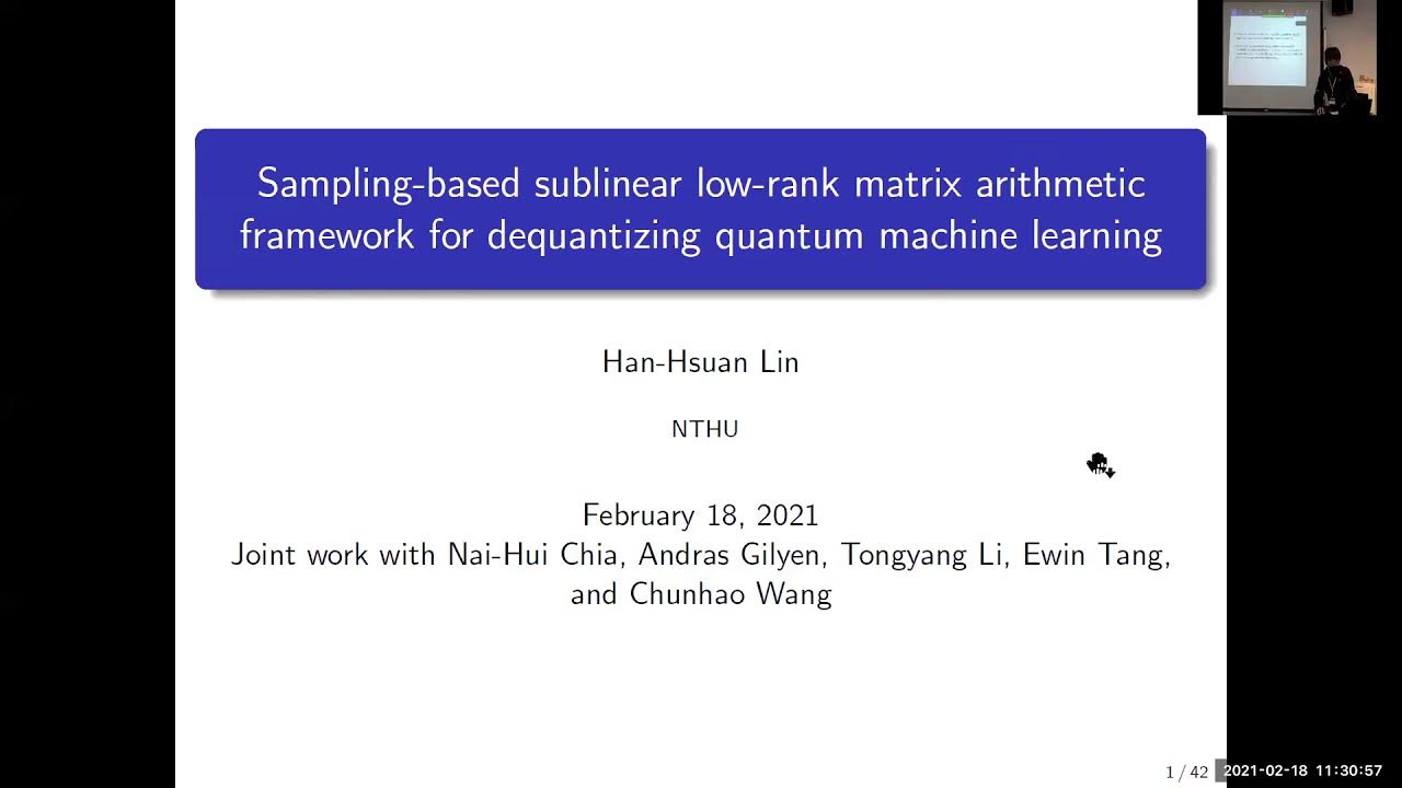 Han Hsuan Lin -Sampling-based sublinear low-rank matrix arithmetic framework for dequantizing ...