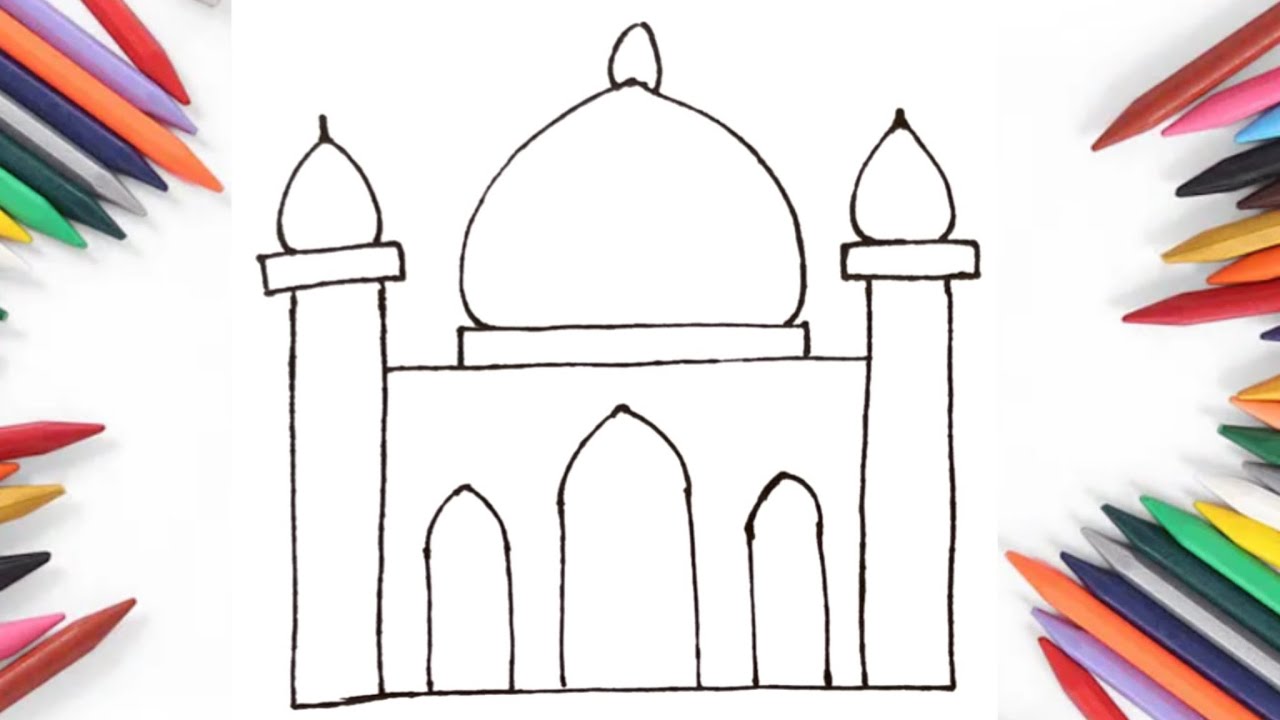 Taj Mahal Drawing easy step by step | Easy Taj Mahal Drawing step by ...