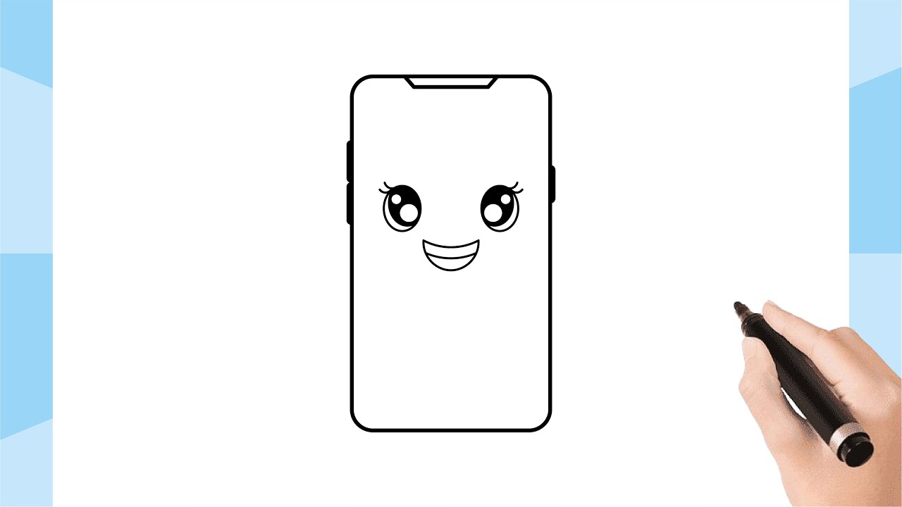 HOW TO DRAW A CUTE PHONE, EASY STEP BY STEP - YouTube