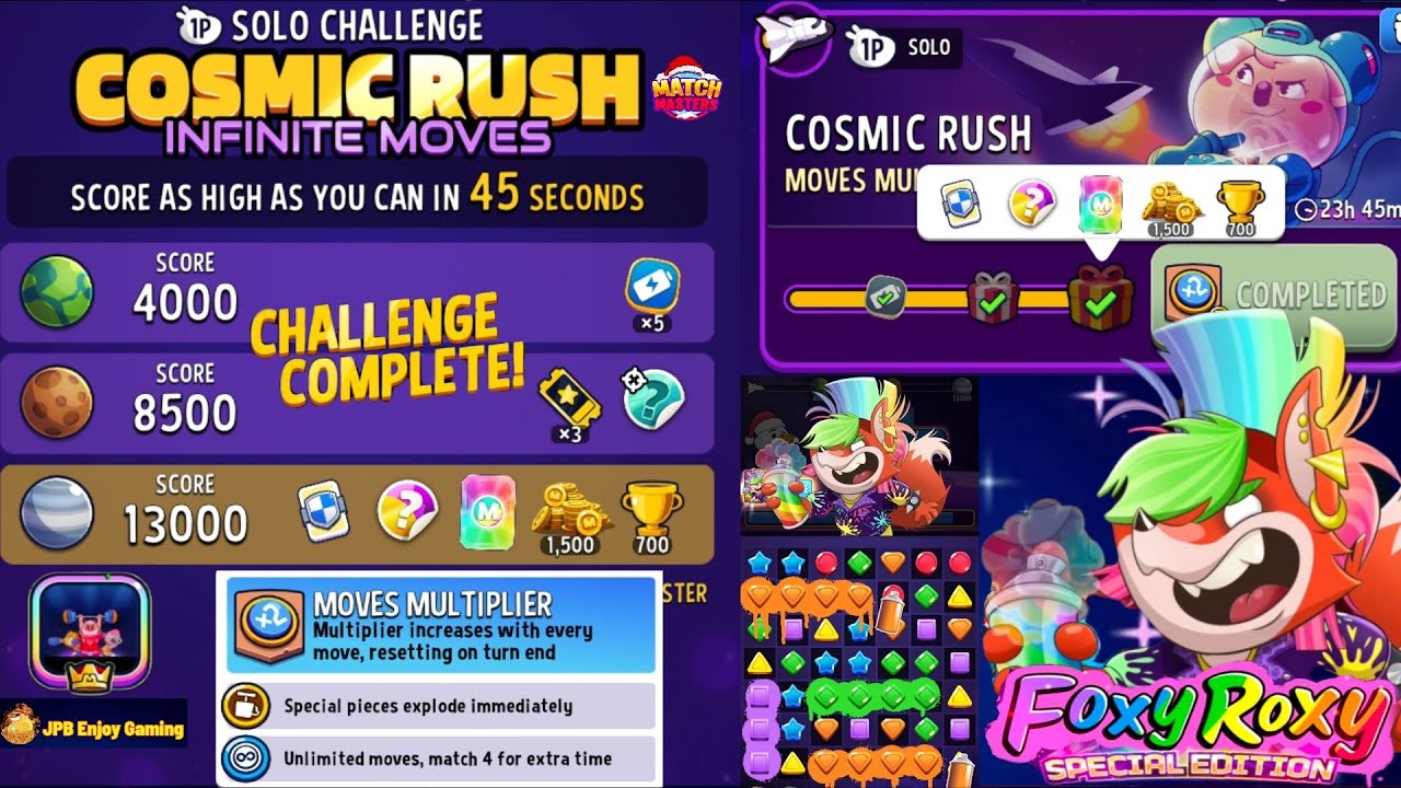 Solo Challenge Cosmic Rush Infinite 45 Seconds Moves Multiplier+Blow'Em ...
