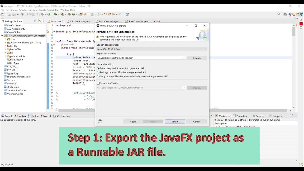 JavaFX export as JAR file, with VM arguments (Solution) - YouTube