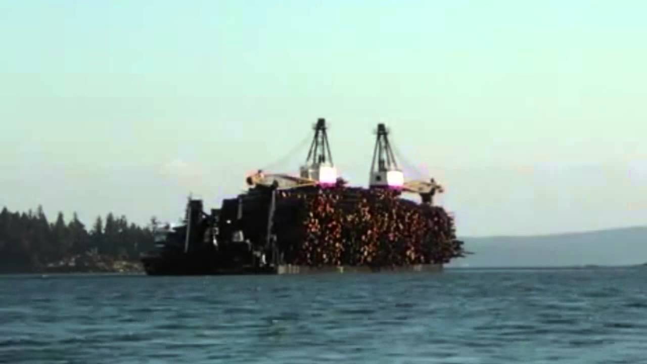 Seaspan Log Barge & Tugboat - YouTube