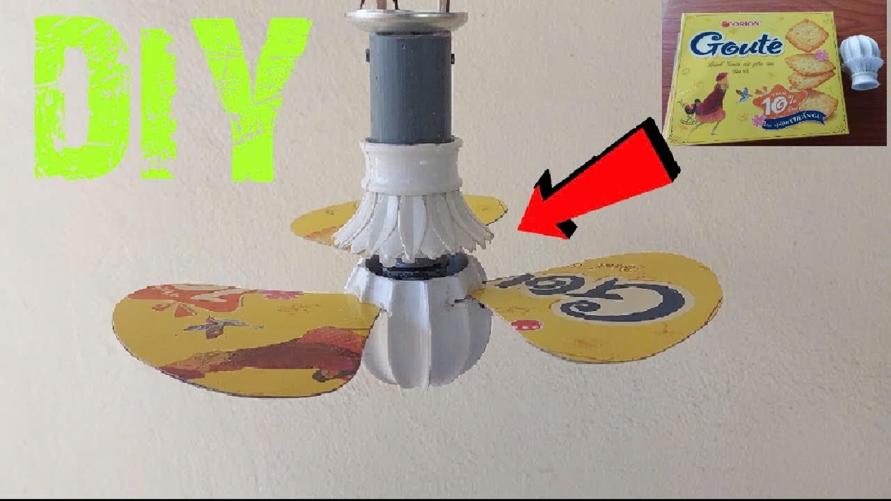 How to Make a Mini Ceiling Fan from a Cookie Box | Toy Fan - YouTube