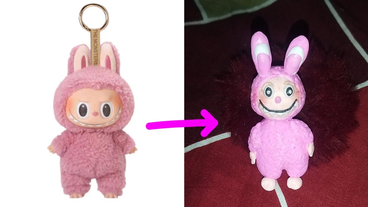 DIY Labubu using clay😳| Homemade Viral Labubu doll | Clay art | How to ...