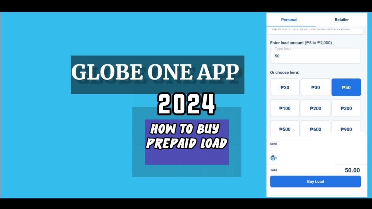 globe one app how to buy prepaid load 2024 - YouTube