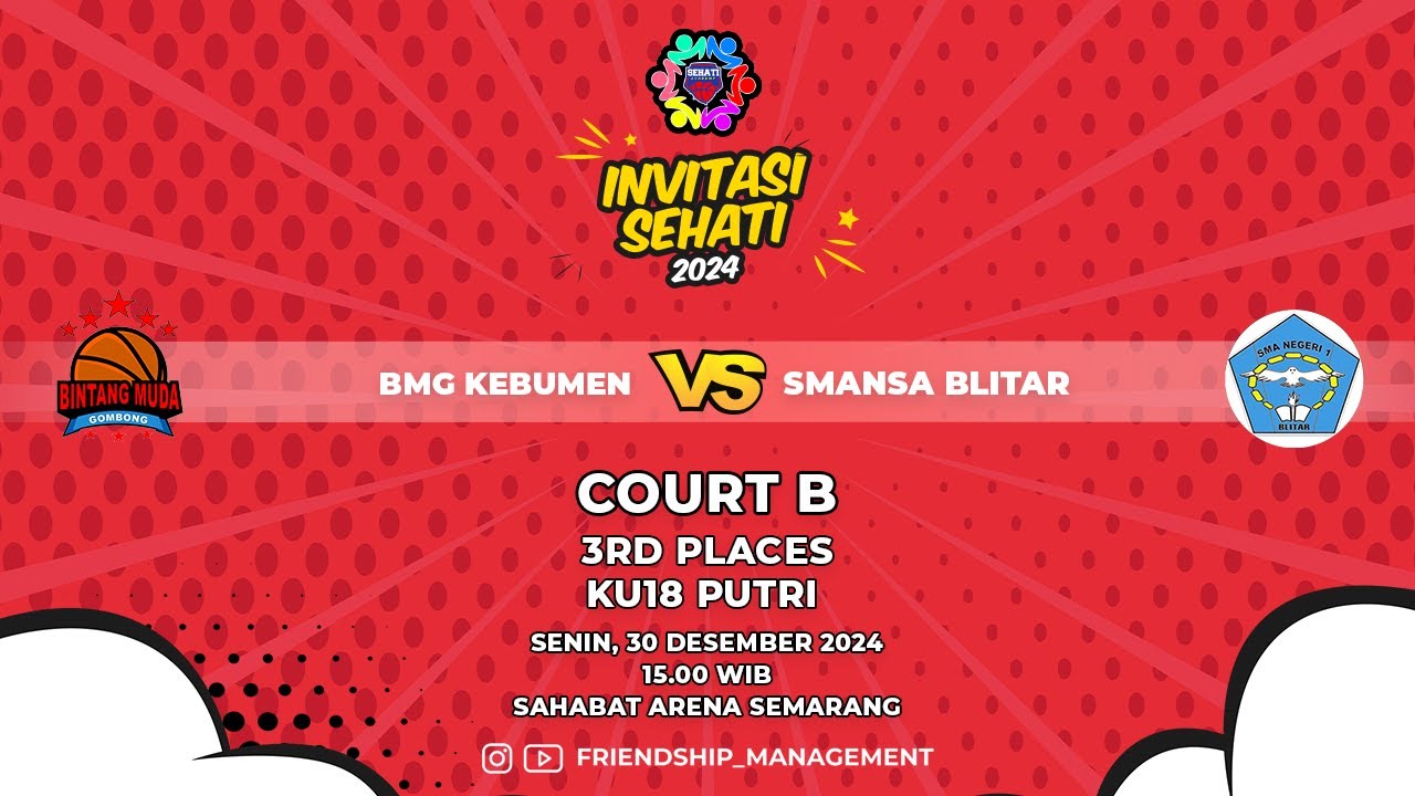 BMG KEBUMEN VS SMANSA BLITAR | 3RD PLACE KU18 PI | 5ON5 INVITASI SEHATI ...