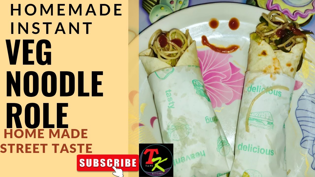Street style veg noodle roll recipe। homemade veg noodles roll#by TAPS ...