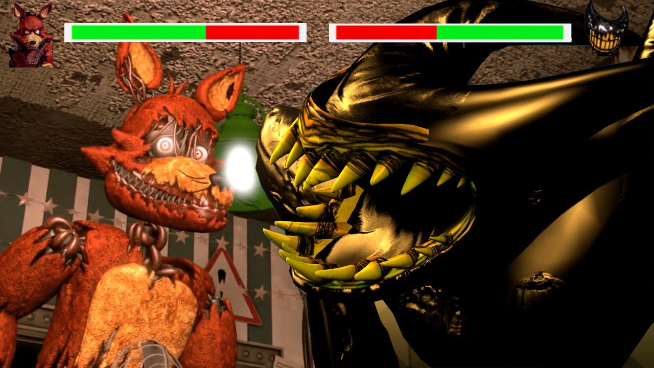 Bendy And The Ink Machine vs Demented Foxy WITH Healthbars! - YouTube