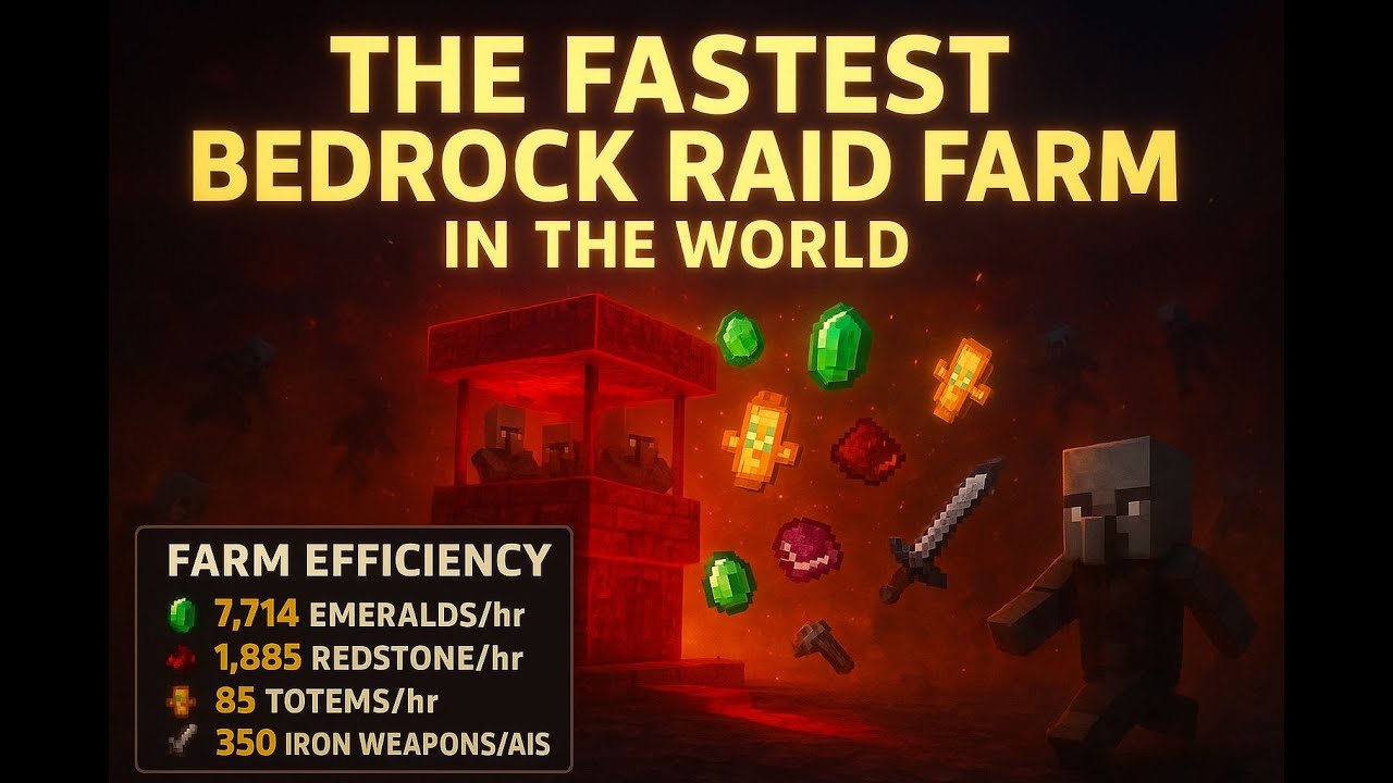 THE FASTEST RAID FARM IN MINECRAFT BEDROCK #minecraft #bedrock # ...