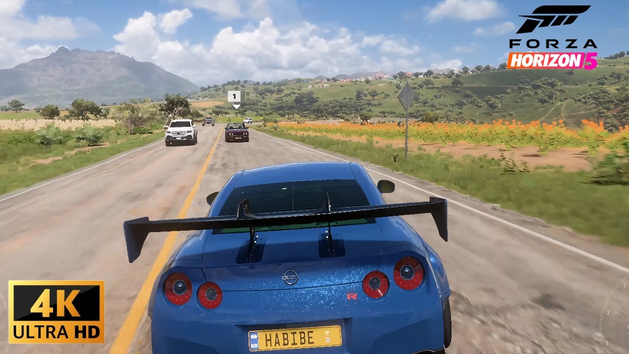 Anti-Lag Nissan GTR | On the Road | Forza Horizon 5 | 4K Keyboard ...