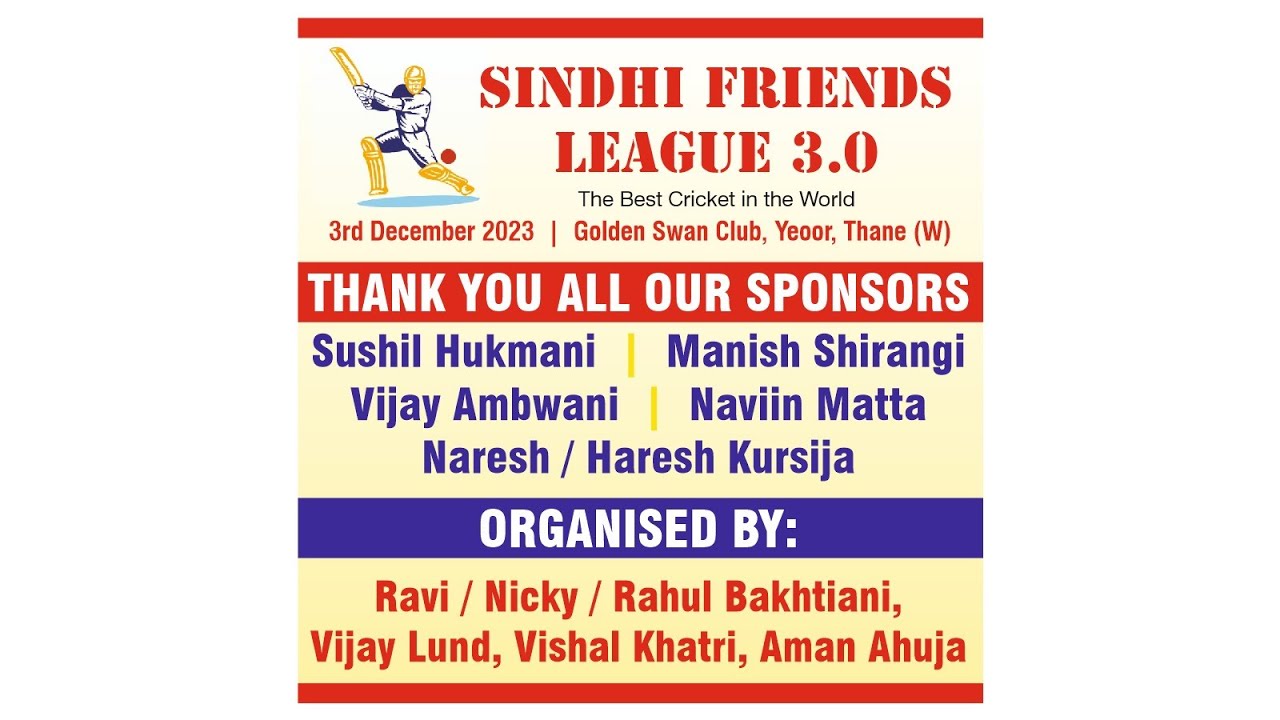 SINDHI FRIENDS LEAGUE 3.0 - YouTube