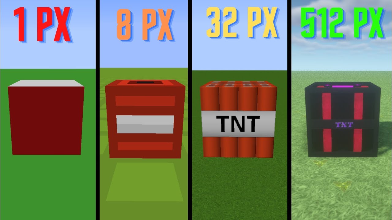 tnt in 1px vs 8px vs 32px vs 512px pack - YouTube