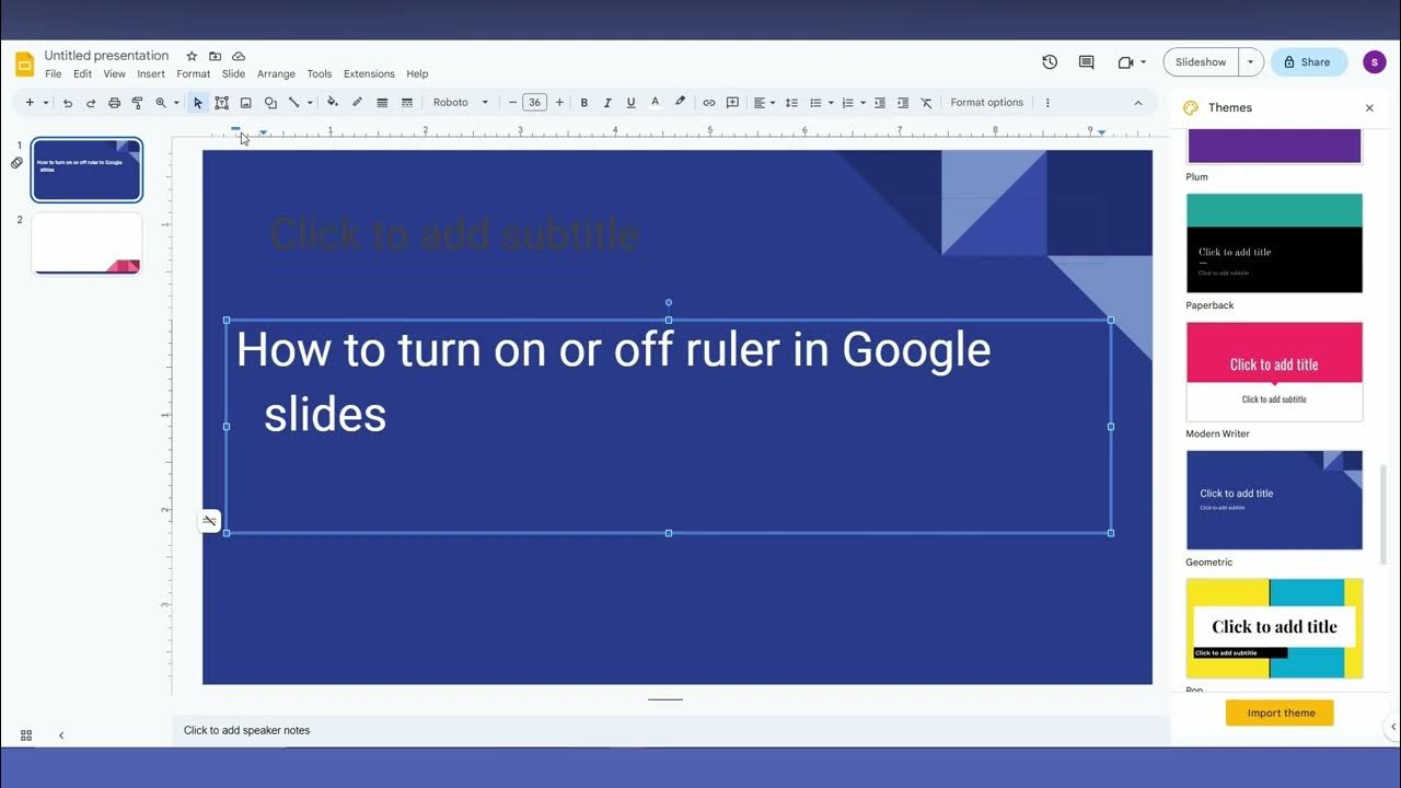 How to turn on or turn off ruler in Google slides - YouTube