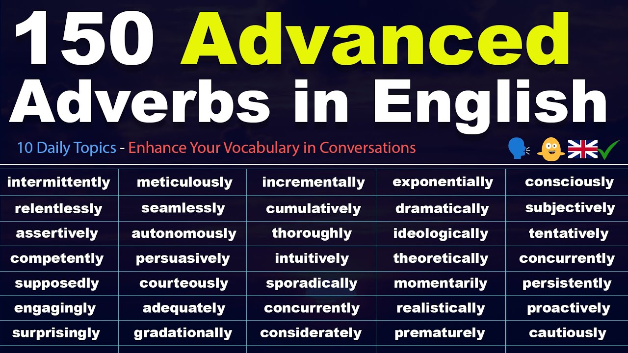 150 Advanced Adverbs in English! - (Used in 10 Daily Topics) - YouTube