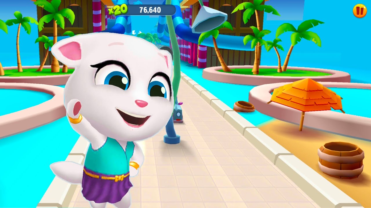 Talking Tom Gold Run - Neon Angela run in water park old version - YouTube