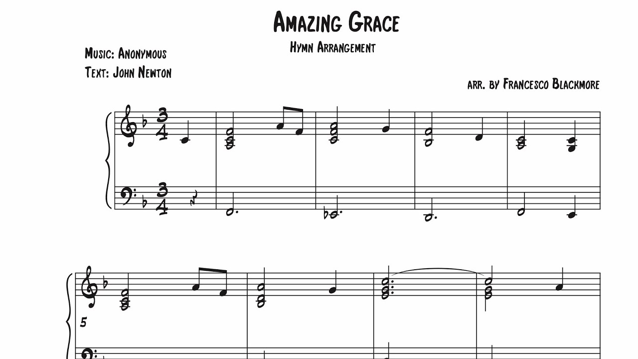 Amazing Grace (Gospel Hymn Reharmonized) | Download Sheet Music - YouTube
